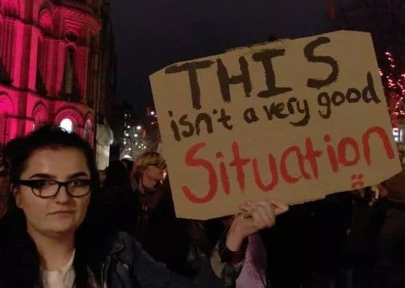 The very British signs on show at anti-Trump protests around the country The very British signs on show at anti-Trump protests around the country
